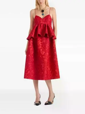 La DoubleJ Satine Floral Jacquard Midi Dress