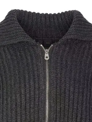 Pinko Crystal-embellished Zip-up Ribbed Cardigan