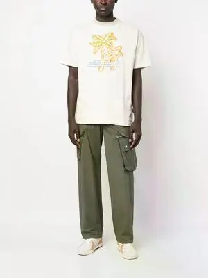Palm Angels Logo-print Cotton T-shirt - Neutrals