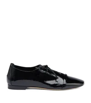 MALONE SOULIERS Patent Leather Lace-up Flats - Black