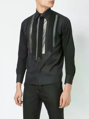 SHIRO SAKAI Shigoto X Striped Applique Shirt