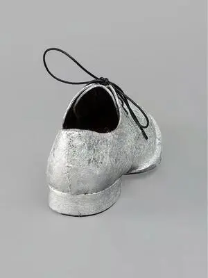 BARNY NAKHLE Metallic Suede Lace-up Derby Shoes - Silver