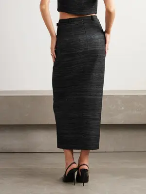 VIOLANTE NESSI Corot Silk-tweed Midi Skirt - Black