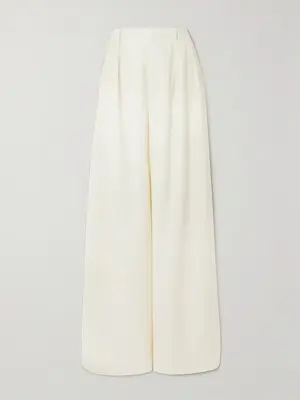 Wardrobe.NYC Pleated Grain De Poudre Wool Wide-leg Pants - Neutrals