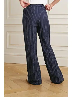 Lafayette 148 New York Sullivan Pinstriped Metallic Twill Straight-leg Trousers
