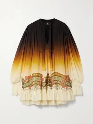 Etro Gathered Printed Silk Crepe De Chine Mini Dress - Multi