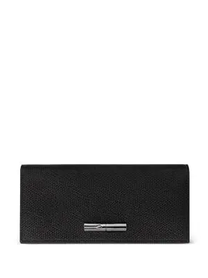 Longchamp Le Roseau Textured Leather Continental Wallet - Black