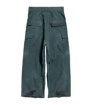 Balenciaga Cotton Oversized Cargo Trousers - Blue
