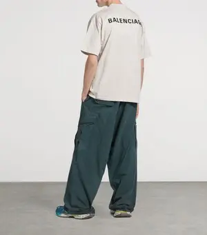 Balenciaga Cotton Oversized Cargo Trousers - Blue