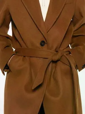 Attico Single-breasted Belted Coat - Brown