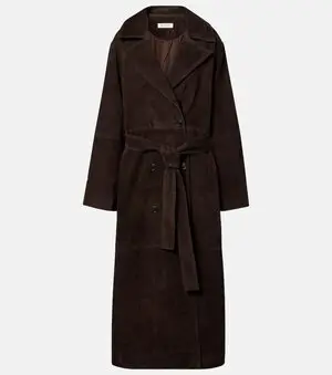 RÓHE Suede Wrap Coat - Brown