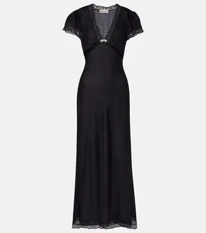 Rixo Clarice Lace-trimmed Midi Dress - Black