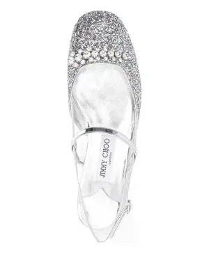 JIMMY CHOO Belinda Glitter-embellished Slingback Sandals
