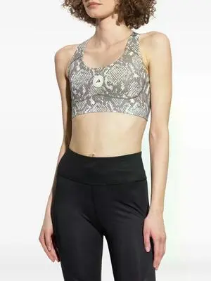 Adidas By Stella McCartney Racer-back Snake-print Sports Bra - Grey