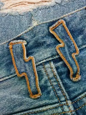 MEMBERS OF THE RAGE Distressed Lightning-bolt Jeans