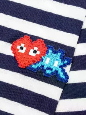 Play Comme Des Garcon X The Artist Invader Striped Long-sleeve T-shirt - Blue