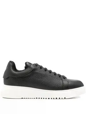 Emporio Armani Textured Leather Lace-up Sneakers
