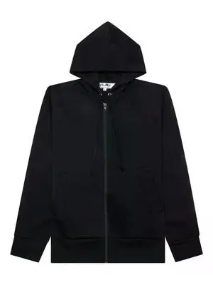 Play Comme Des Garcon Zip-up Hoodie With Drawstring Hood - Black