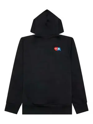 Play Comme Des Garcon Zip-up Hoodie With Drawstring Hood - Black