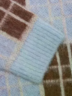 AWAKE NY Checked Crew Neck Sweater - Blue