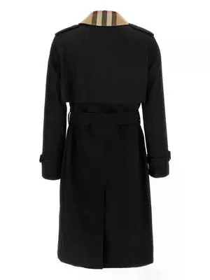 Burberry Check Detail Belted Trench Coat