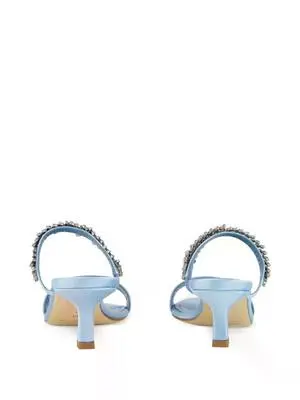 Manolo Blahnik 50mm Crystal-embellished Satin Sandals - Blue