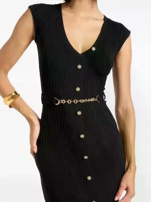 Manière De Voir Helene Belted Knit Maxi Dress - Black