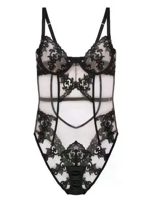 FLEUR OF ENGLAND Onyx Floral-lace Body - Black