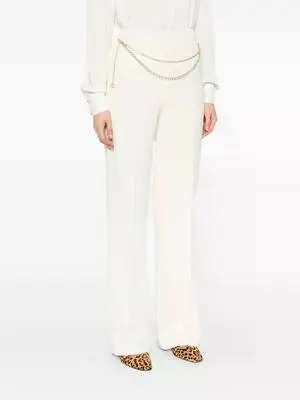TWINSET High Waist Chain Detail Trousers - Neutrals