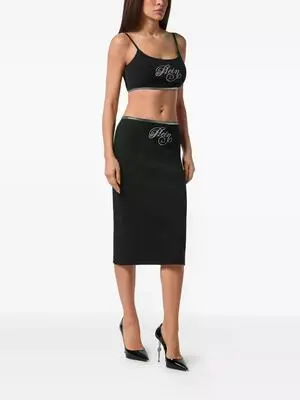 Philipp Plein Embroidered Logo Midi Skirt