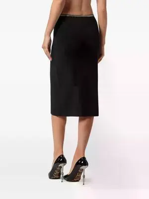Philipp Plein Embroidered Logo Midi Skirt