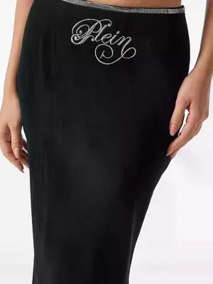 Philipp Plein Embroidered Logo Midi Skirt