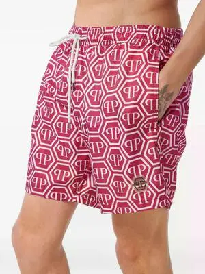 Philipp Plein Monogram Hexagon Swim Shorts - Red