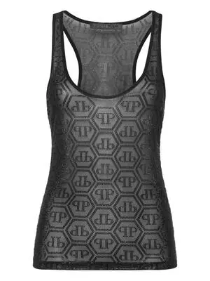 Philipp Plein Monogram Strass Racerback Tank Top