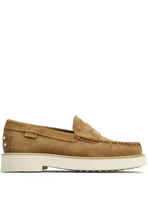 TOD'S Logo-debossed Suede Loafers - Brown