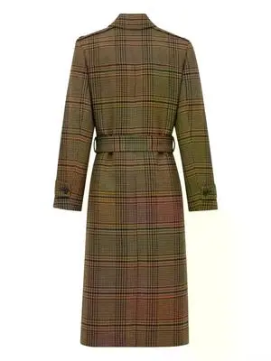 Saint Laurent Prince Of Wales Check Belted Coat