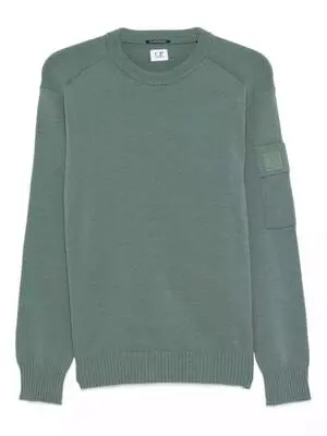 C.P. COMPANY Patch Pocket Crew Neck Sweater - Green
