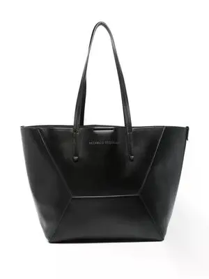 Brunello Cucinelli Panelled Leather Tote Bag Black