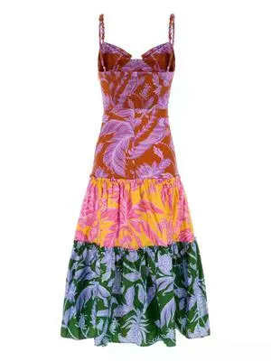 Farm Rio Tropical Print Tiered Midi Dress