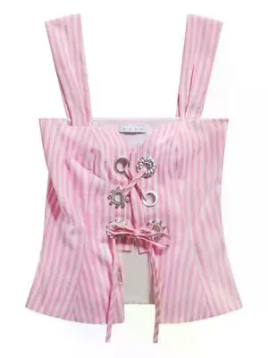 AREA Striped Corset Top - Pink