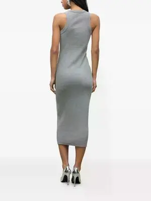 AREA Crystal-embellished Ribbed Midi Dress