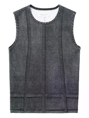 Rag & Bone Panelled Denim Print Tank Top