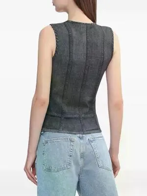 Rag & Bone Panelled Denim Print Tank Top