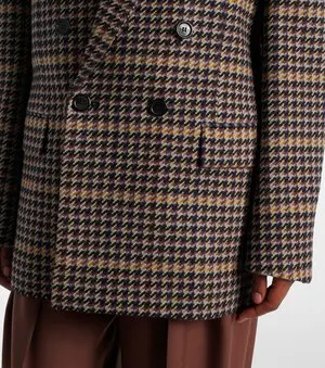 Saint Laurent Houndstooth Double-breasted Wool Blazer