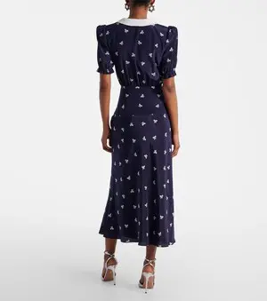 Alessandra Rich Printed Silk Midi Dress