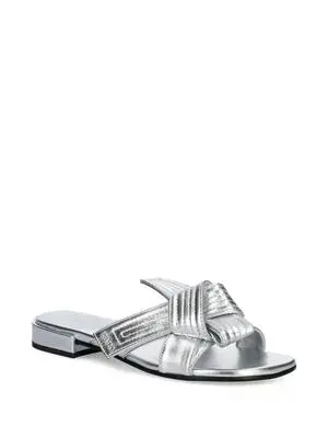 Kenzo Tone Leather Knot Sandals - Silver