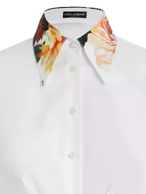 Dolce & Gabbana Floral Print Detail Poplin Shirt - White