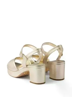 Prada Nappa Leather Platform Sandals - Gold