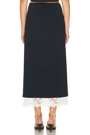 HELSA The Midi Pencil Skirt With Lace And Poplin