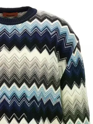 Missoni Zigzag Pattern Crew Neck Sweater - Blue